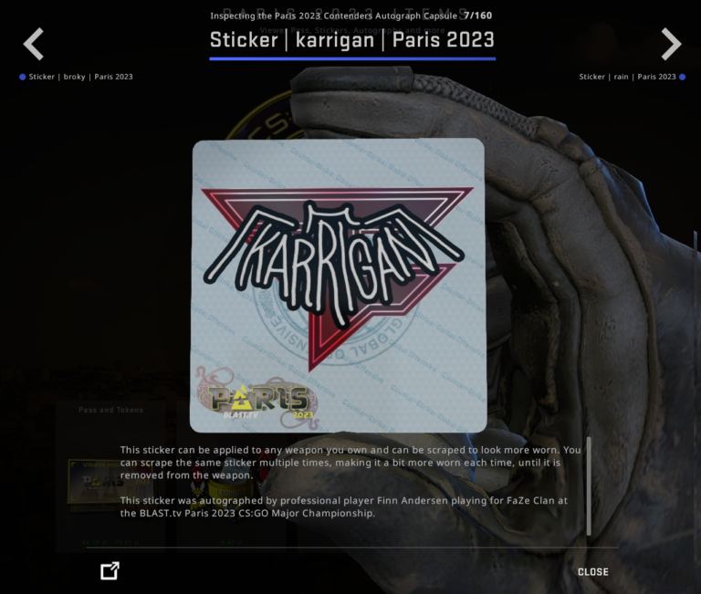 All Stickers from BLAST Paris Major 2023: Teams, Players, Best