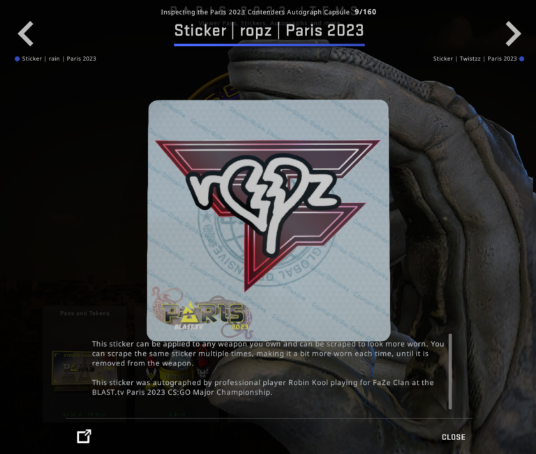 All Stickers from BLAST Paris Major 2023: Teams, Players, Best