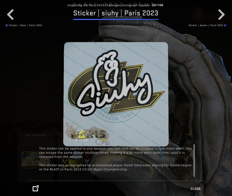 All Stickers from BLAST Paris Major 2023: Teams, Players, Best